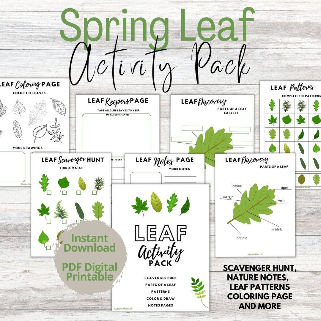 Leaf Activity Pack | Scavenger Hunt, Coloring Page (PDF Pattern) - Etsy