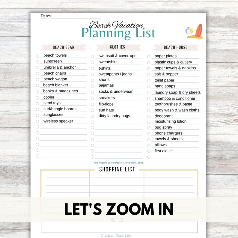 BEACH VACATION PLANNER Pack | Beach Day Planning | Summer Beach Log ...