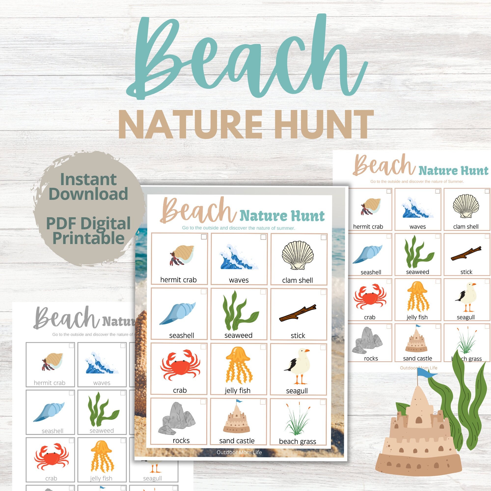 BEACH SCAVENGER HUNT | Beach Printable | Ocean Nature Hunt Printable ...
