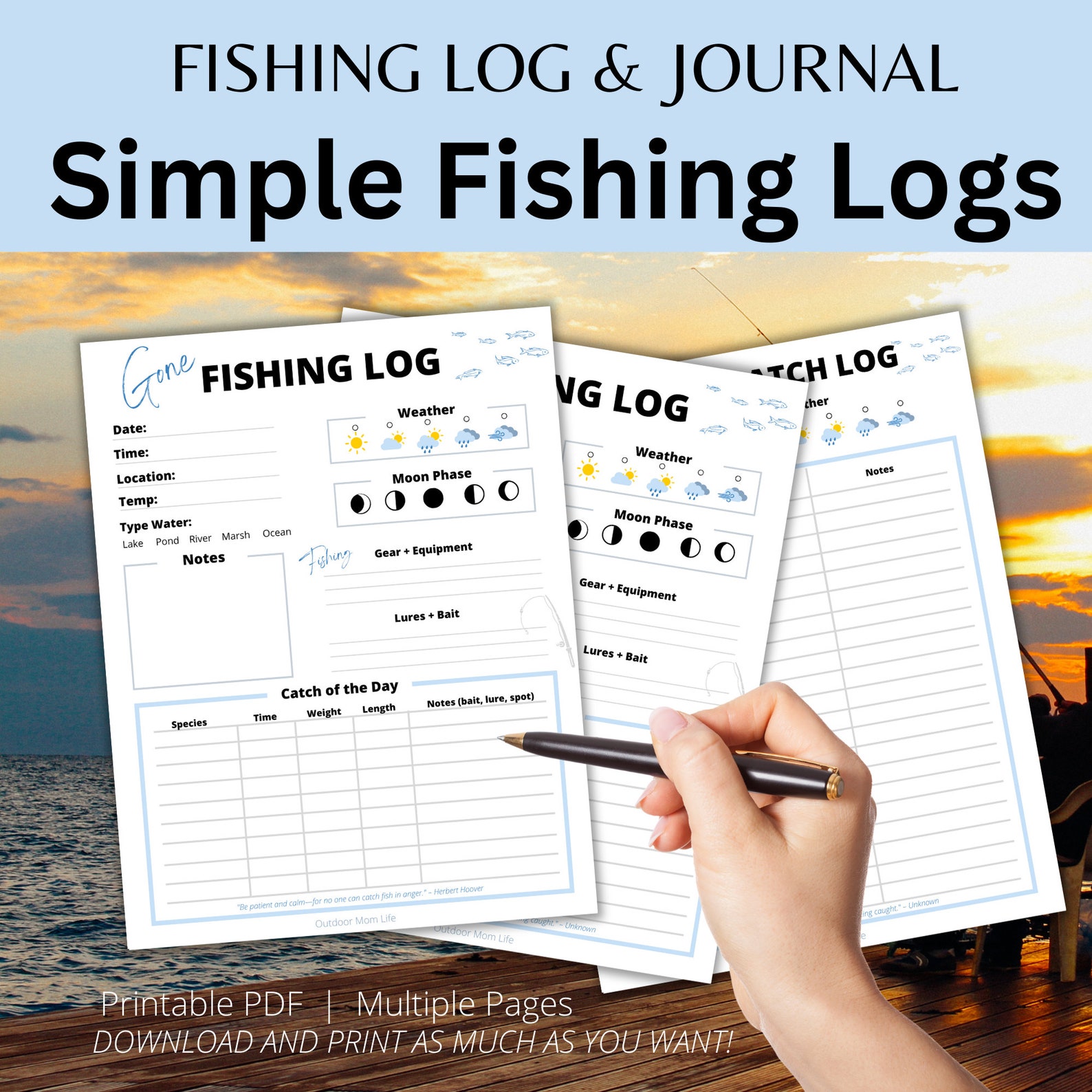 FISHING LOG & JOURNAL Printable Fishing Trip Log Monthly - Etsy