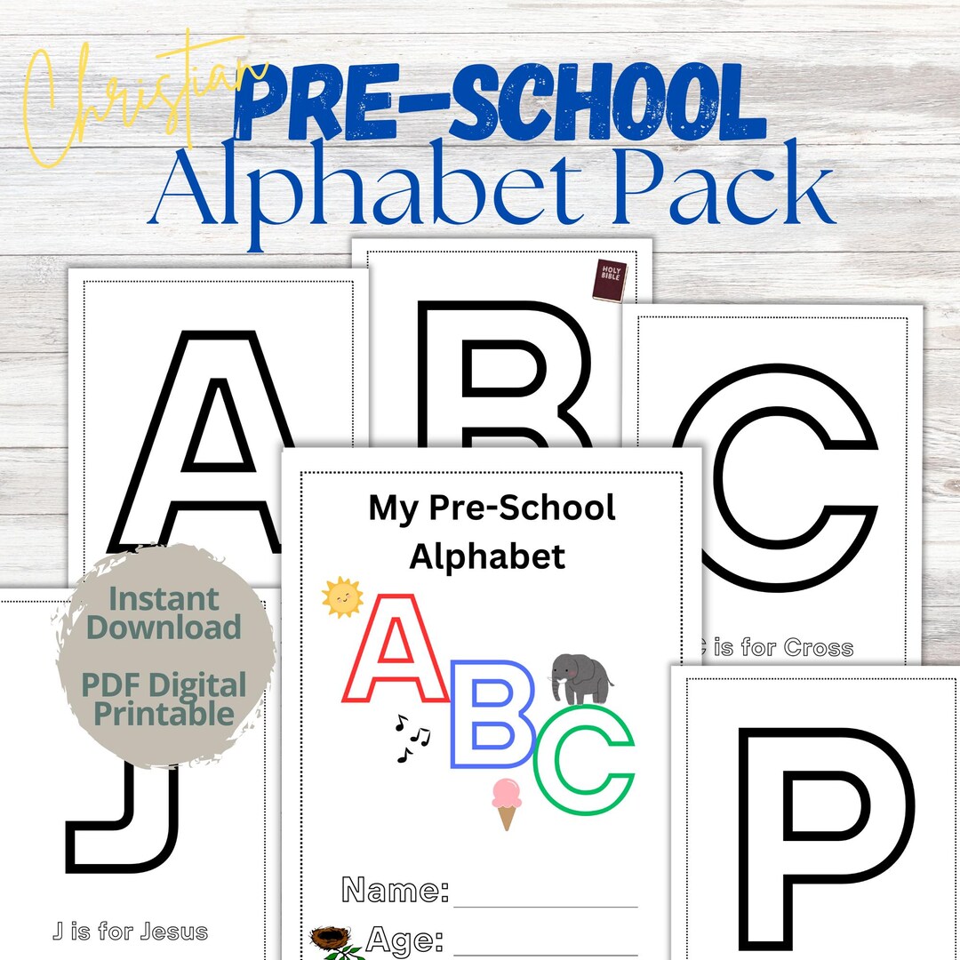 CHRISTIAN ALPHABET PRESCHOOL Pack | A-Z Printable Pages | Christian ...