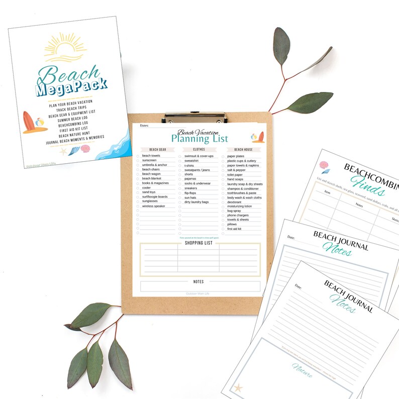 BEACH VACATION PLANNER Pack | Beach Day Planning | Summer Beach Log ...