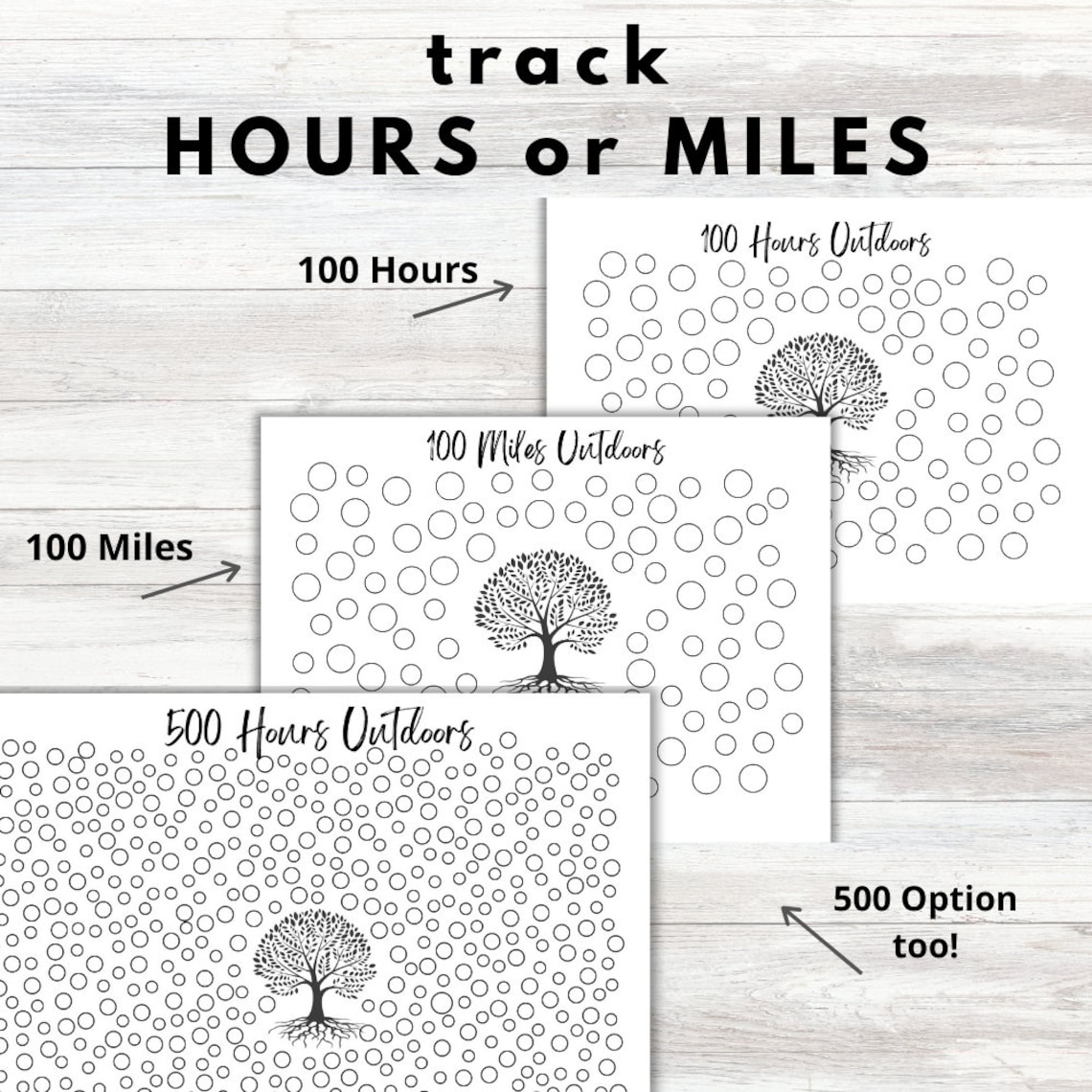 OUTDOOR TRACKER PRINTABLES | 100 Hours and 500 Hours | 100 Miles and ...