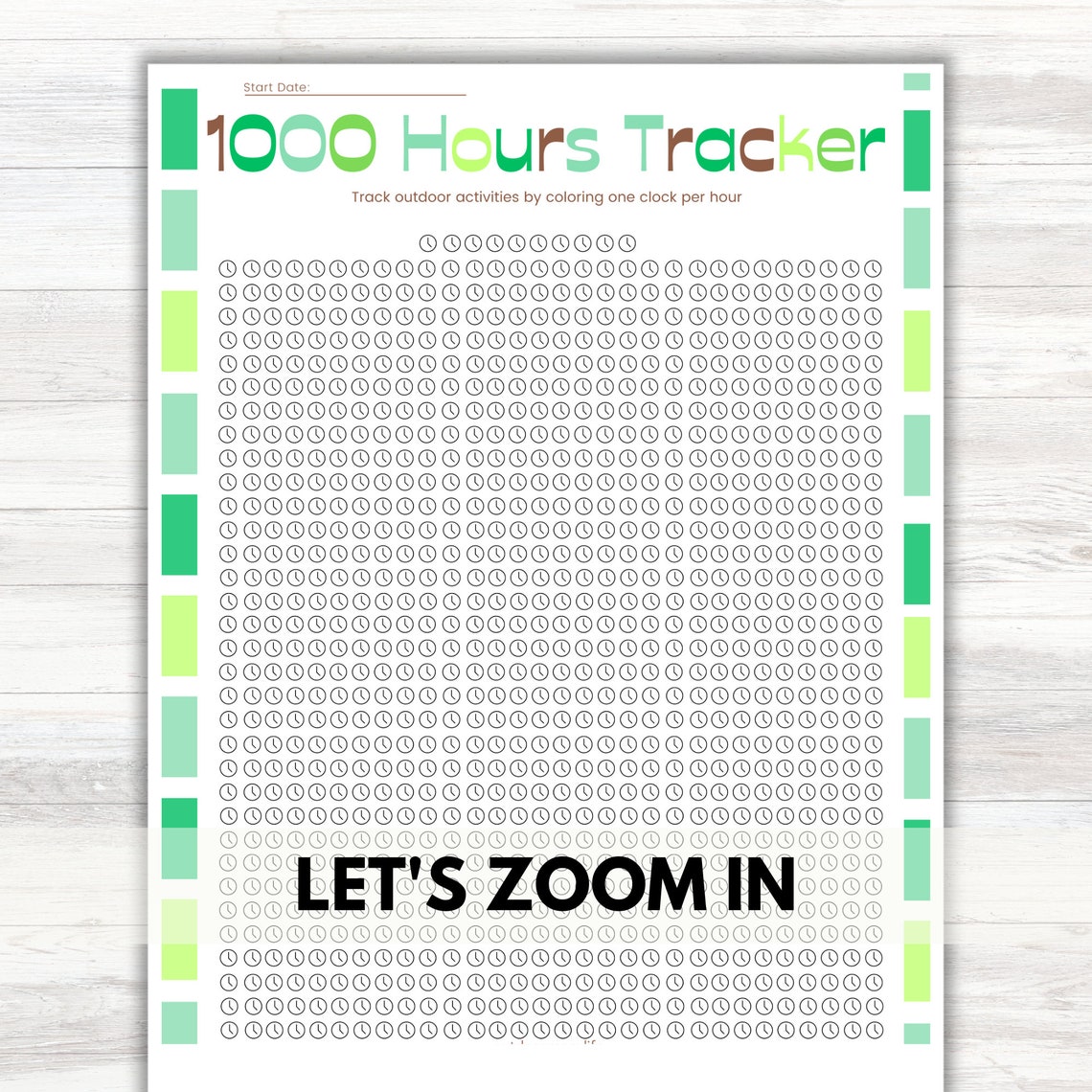 1000 HOURS TRACKER | Outdoor Activity Log | | 1000 Hours Printable ...