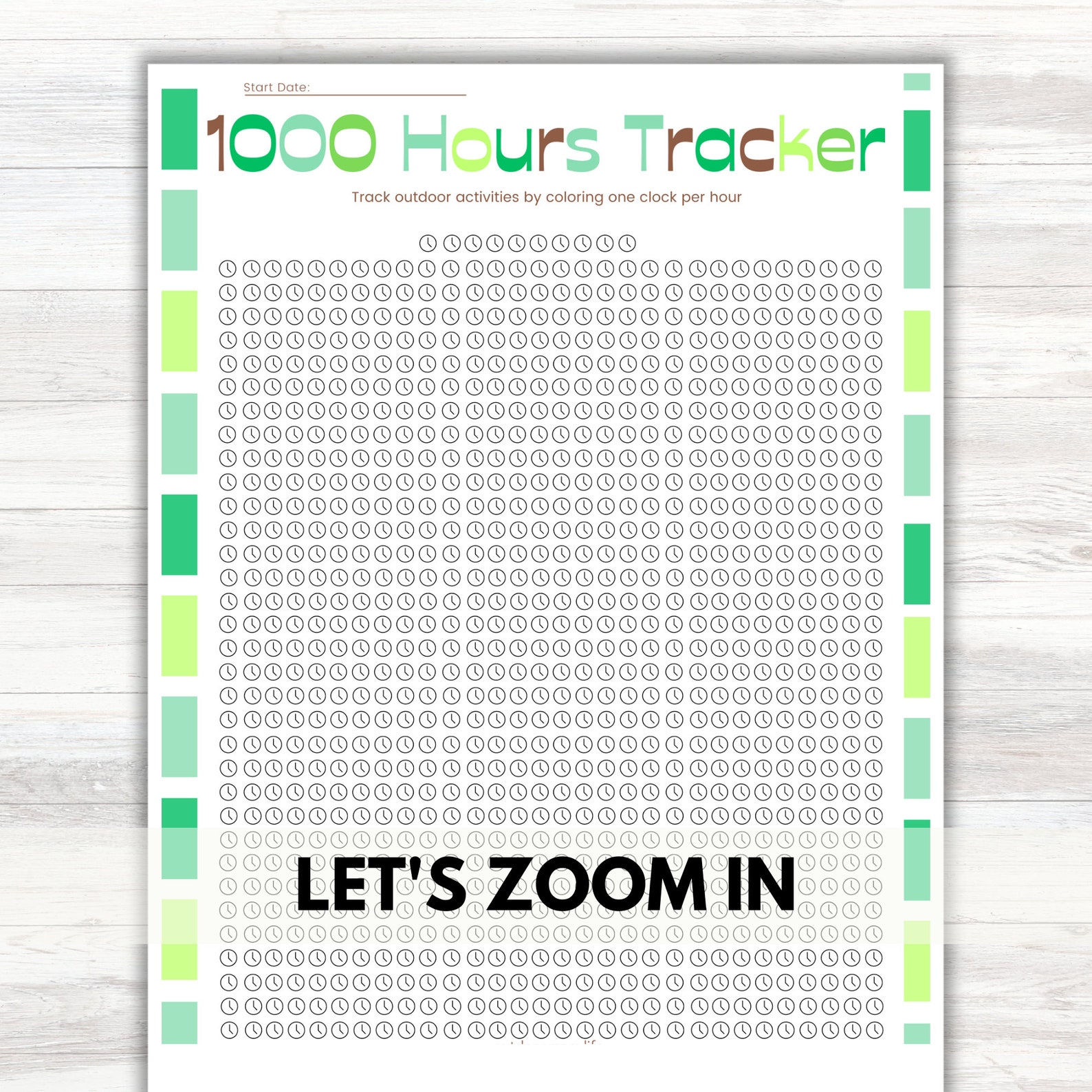 1000 HOURS TRACKER | Outdoor Activity Log | | 1000 Hours Printable ...