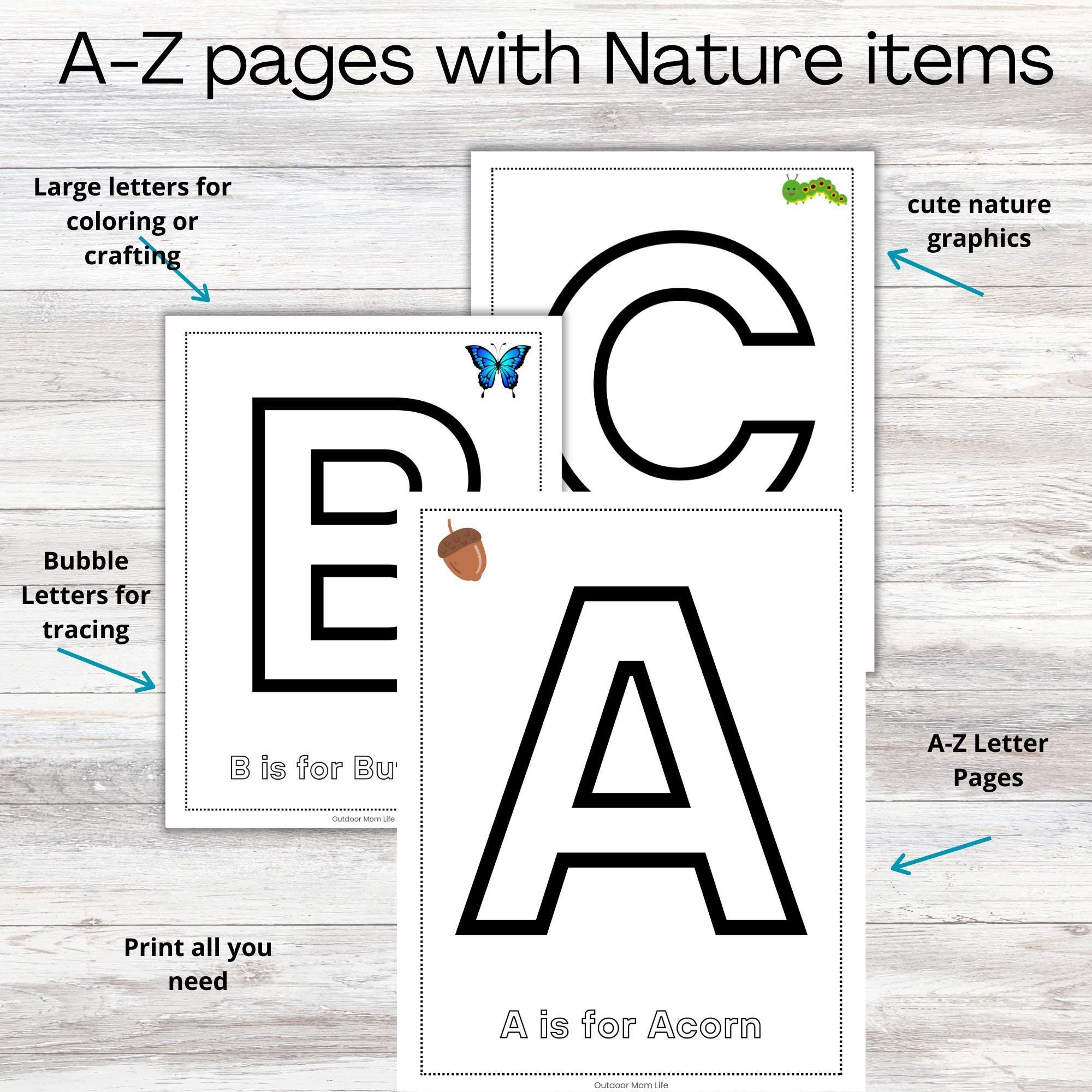 ALPHABET NATURE PACK | A-Z Printable Pages | Preschool Nature Printable ...