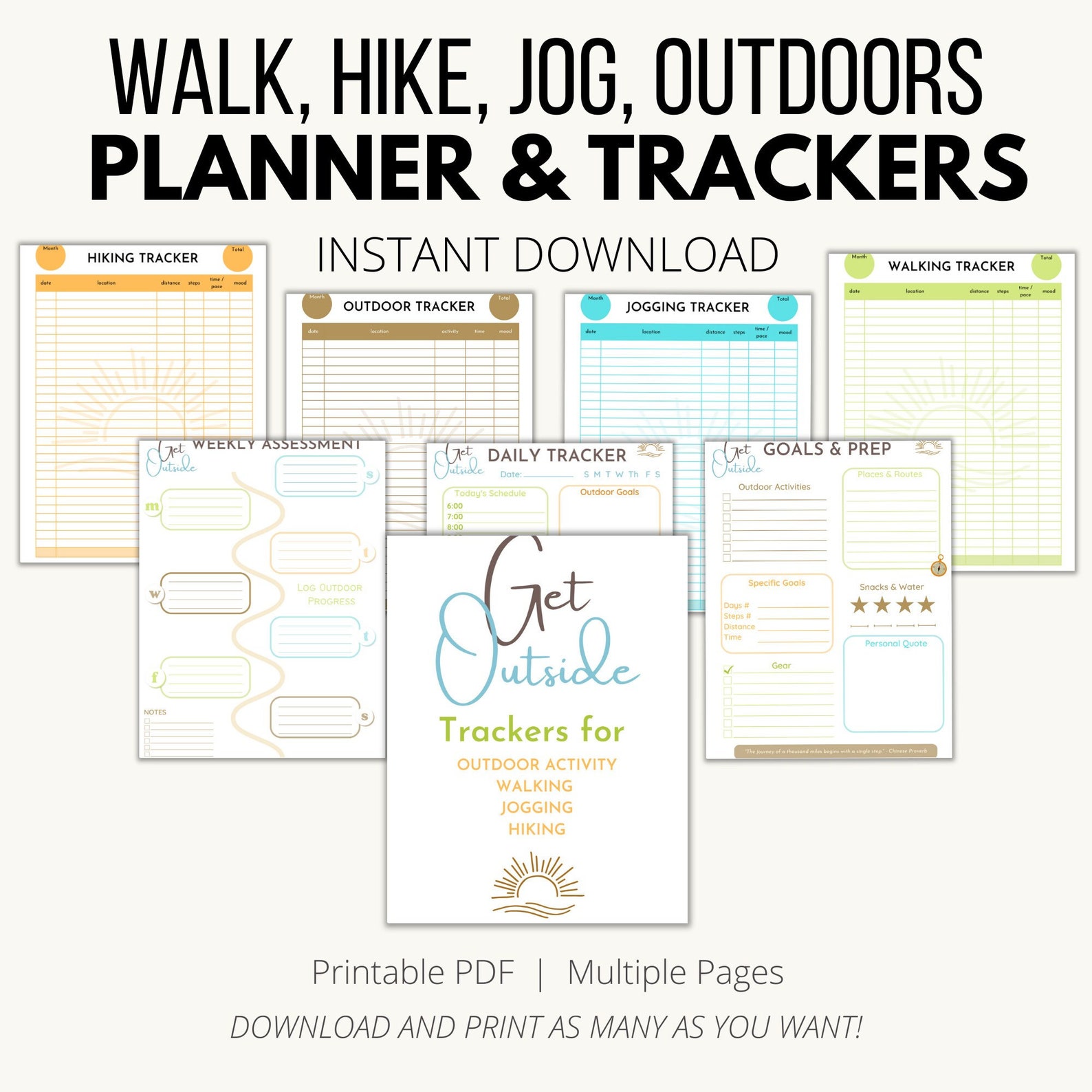 Get Outside Outdoor Planner Pack to Set Goals. Daily Planners - Etsy