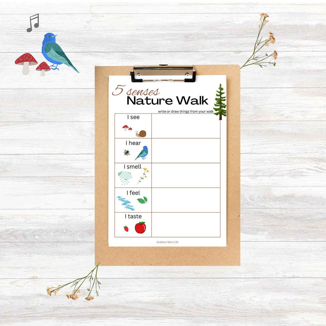 5 SENSES NATURE WALK | Scavenger Hunt Printable | Outside Sensory ...