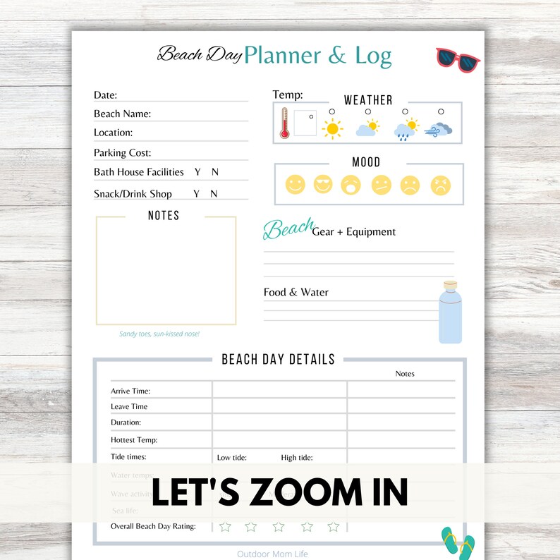 BEACH VACATION PLANNER Pack | Beach Day Planning | Summer Beach Log ...