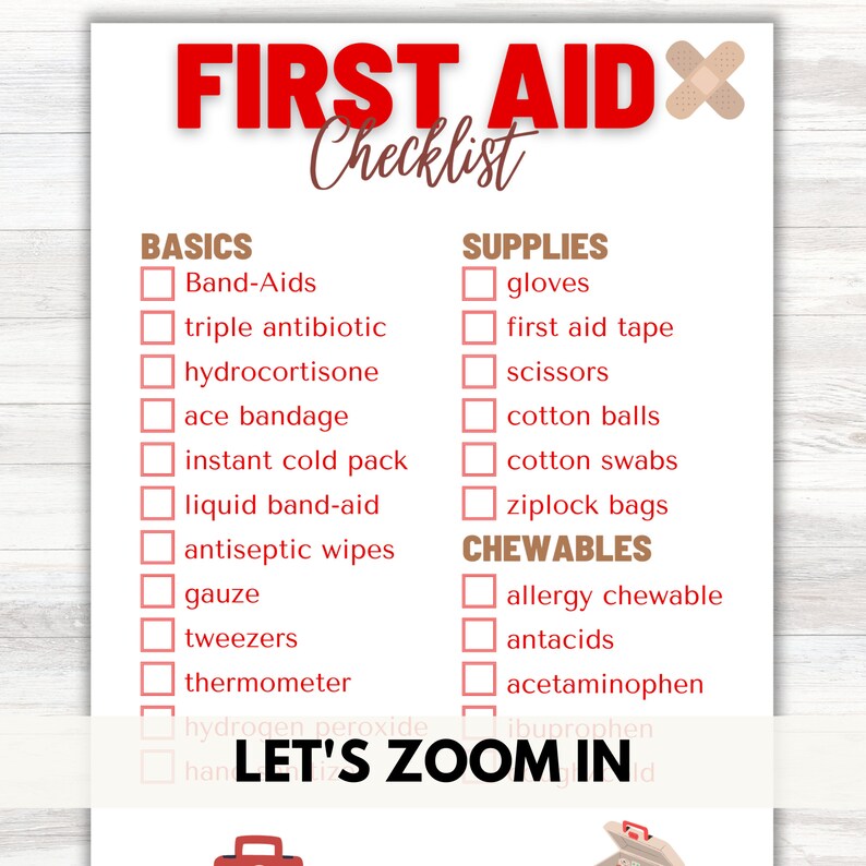 FIRST AID CHECKLIST | First Aid Kit | Outdoor First-aid Supply List ...