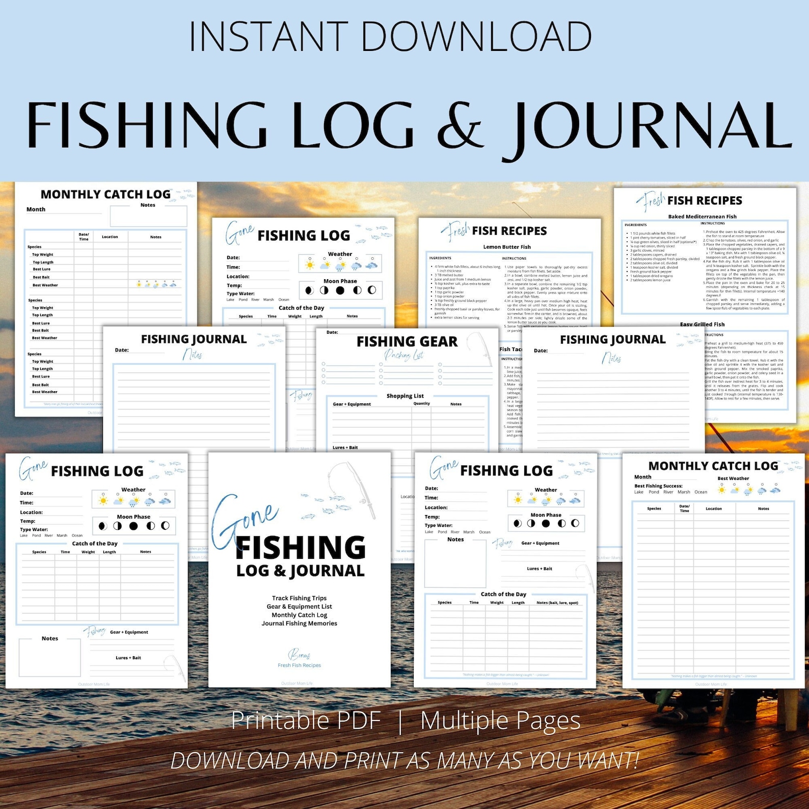 FISHING LOG & JOURNAL Printable Fishing Trip Log Monthly - Etsy