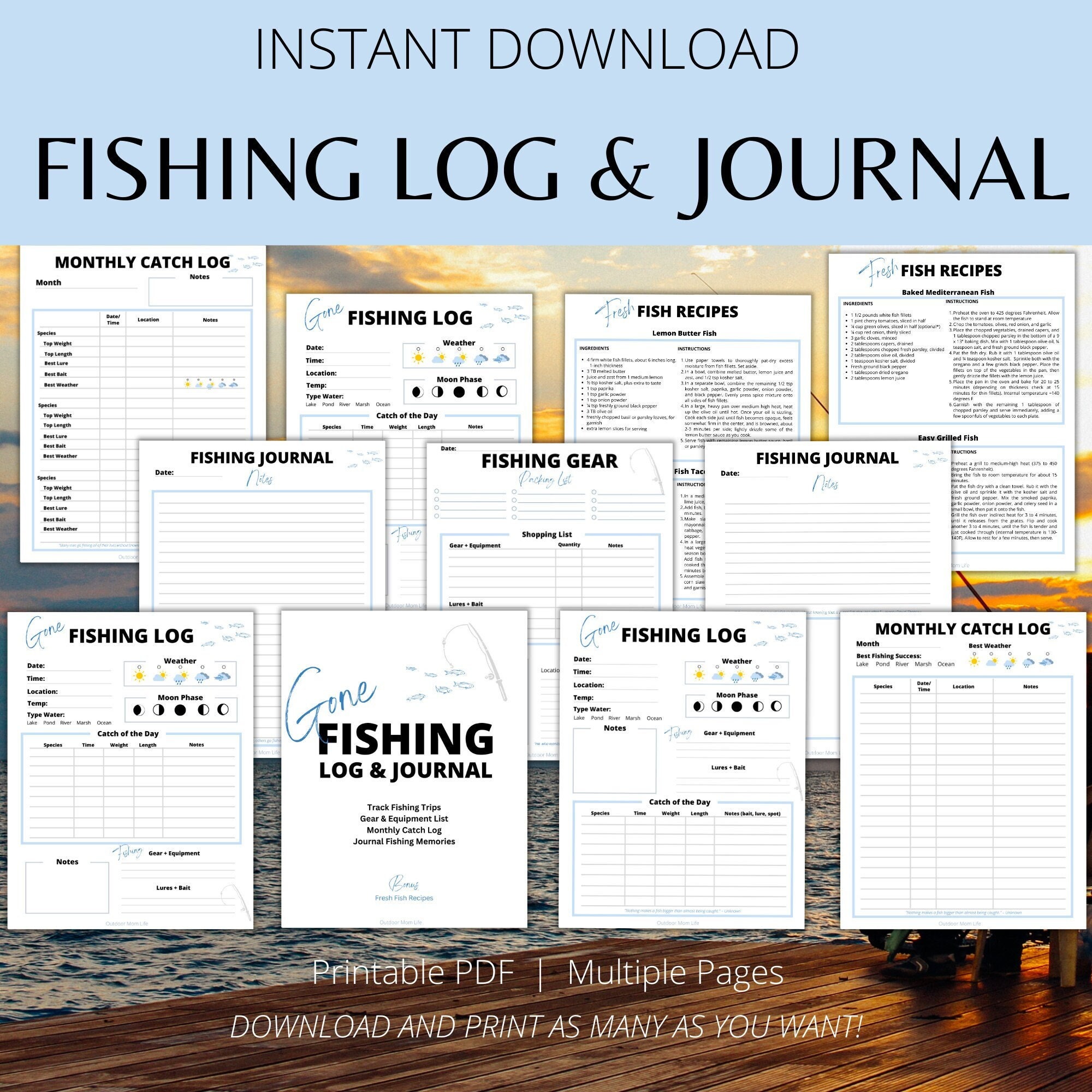 FISHING LOG & JOURNAL Printable Fishing Trip Log Monthly - Etsy