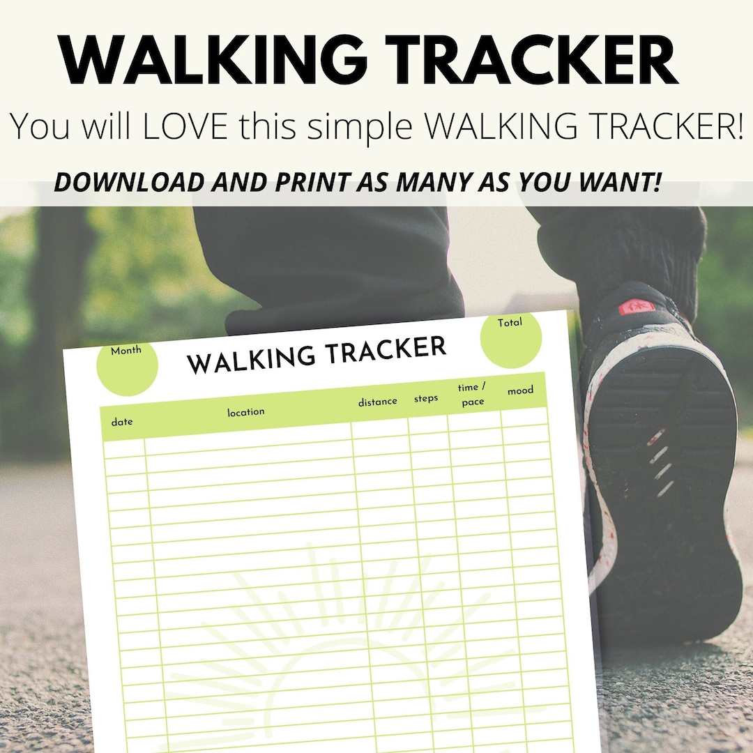 WALKING TRACKER PRINTABLE Monthly Log for Walking Activity - Etsy