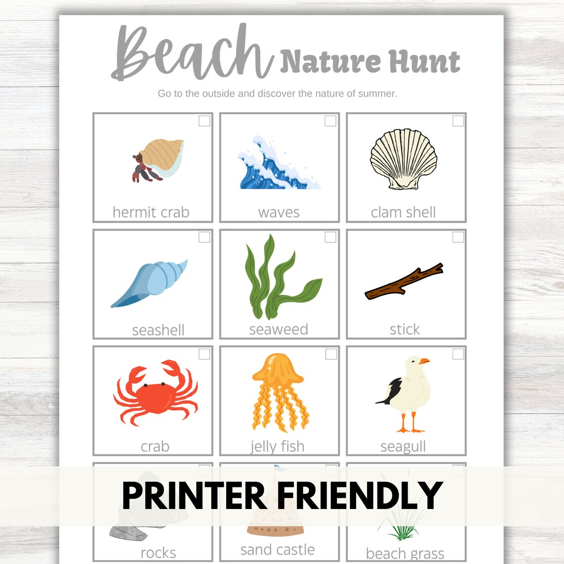 BEACH SCAVENGER HUNT | Beach Printable | Ocean Nature Hunt Printable ...