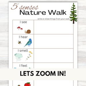 5 SENSES NATURE WALK | Scavenger Hunt Printable | Outside Sensory ...