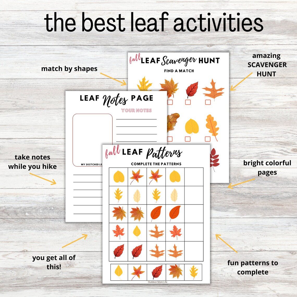 FALL LEAF ACTIVITY Pack | Fall Leaf Scavenger Hunt | Nature Printable ...