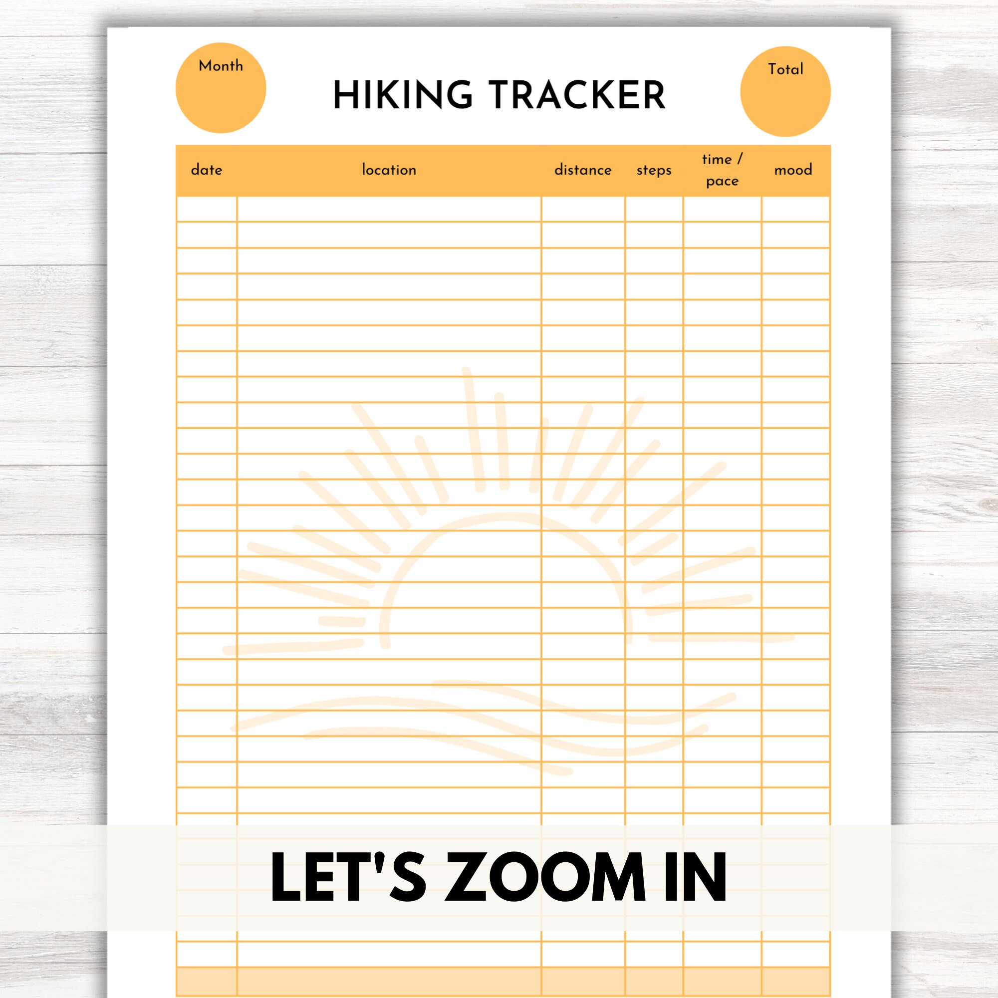 HIKING TRACKER PRINTABLE | Monthly Log for Hiking Activity | Track ...