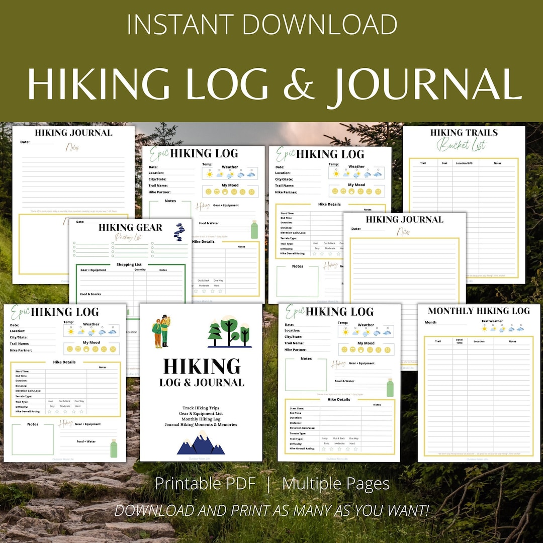 HIKING LOG & JOURNAL Hiking Trail Log Monthly Hiking Log - Etsy