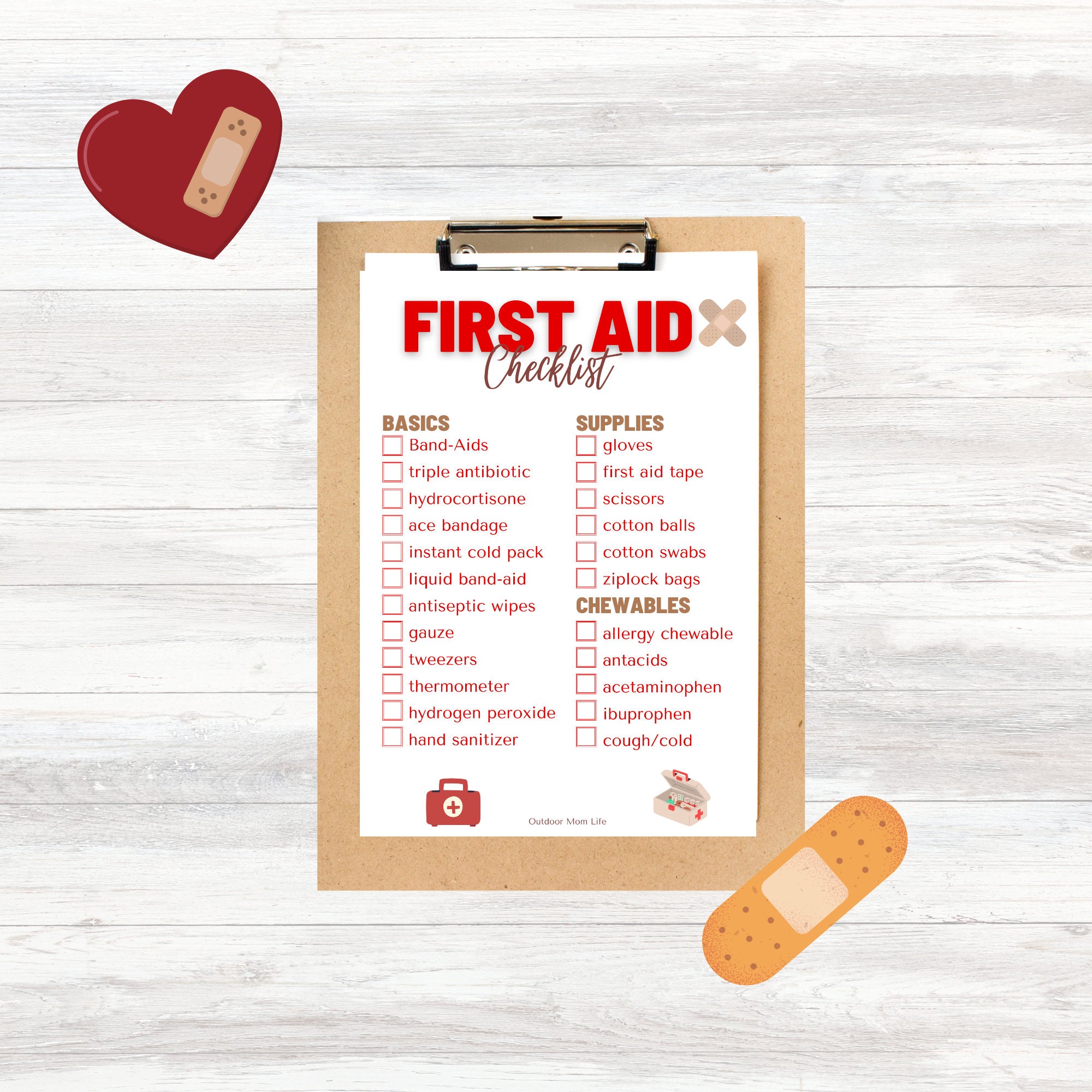 FIRST AID CHECKLIST | First Aid Kit | Outdoor First-aid Supply List ...