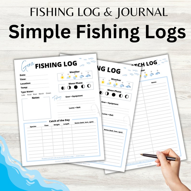 FISHING LOG & JOURNAL Printable | Fishing Log | Monthly Fishing Log ...