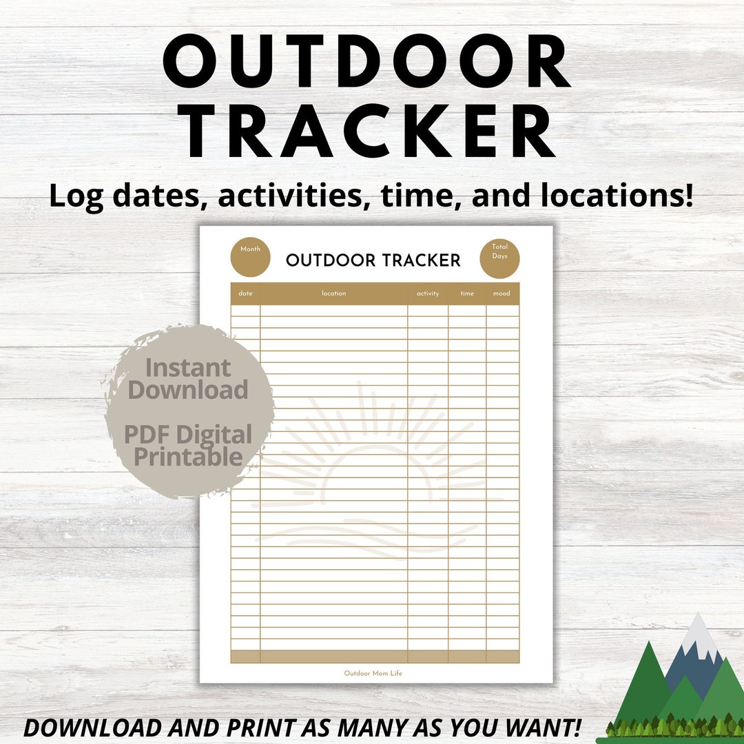 OUTDOOR TRACKER PRINTABLE | Monthly Log for Outside Activity | Track ...