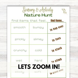 SENSORY NATURE WALKS | Sensory + Activity Printable | Sensory Nature ...