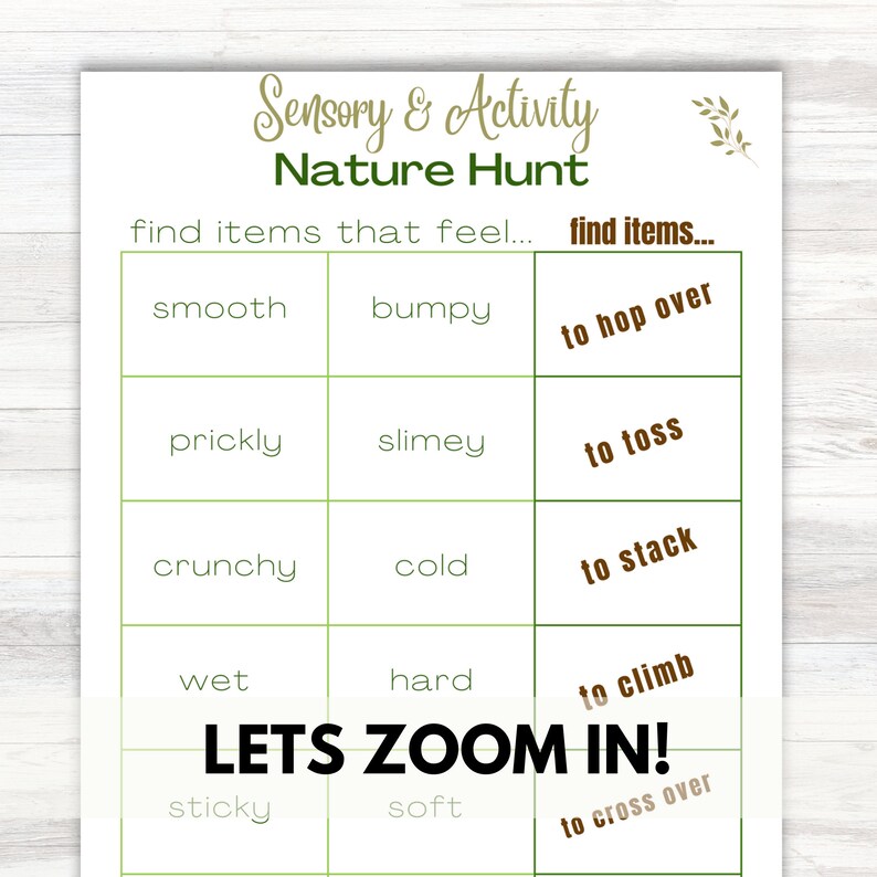 SENSORY NATURE WALKS | Sensory + Activity Printable | Sensory Nature ...