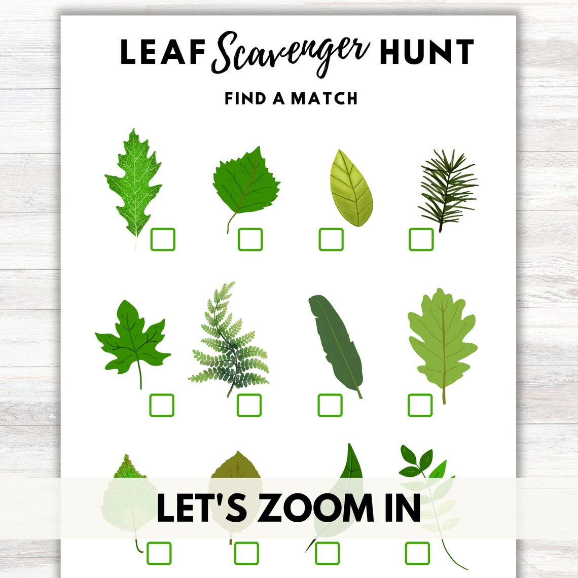 LEAF SCAVENGER HUNT | Scavenger Hunt Printable | Outside Nature ...