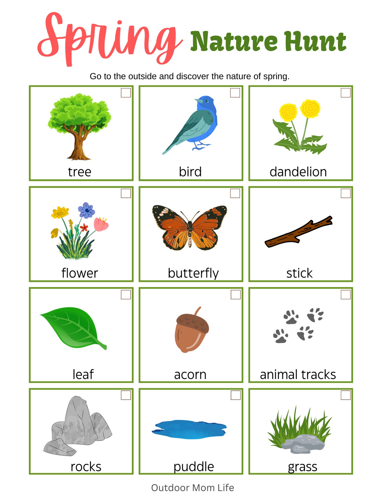 SPRING NATURE HUNT | Scavenger Hunt Printable | Kids Spring Activity ...