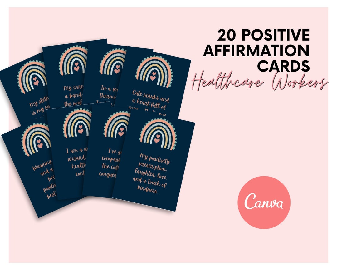 Set of 20 Positive Healthcare Affirmation Cards - Uplifting Wellness ...