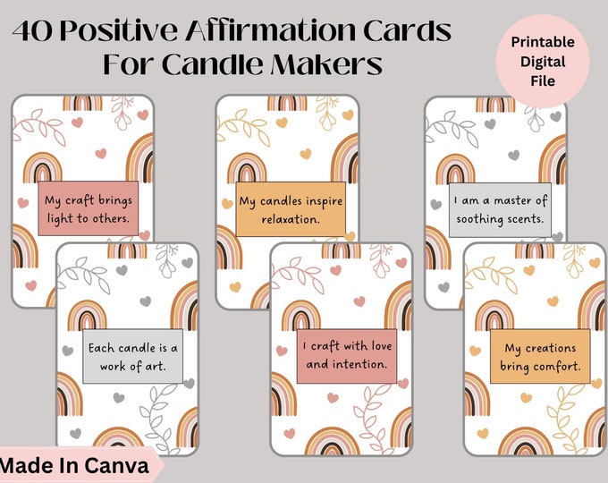 40 Positive Affirmation Cards, Candle Makers, Mindfulness Cards ...