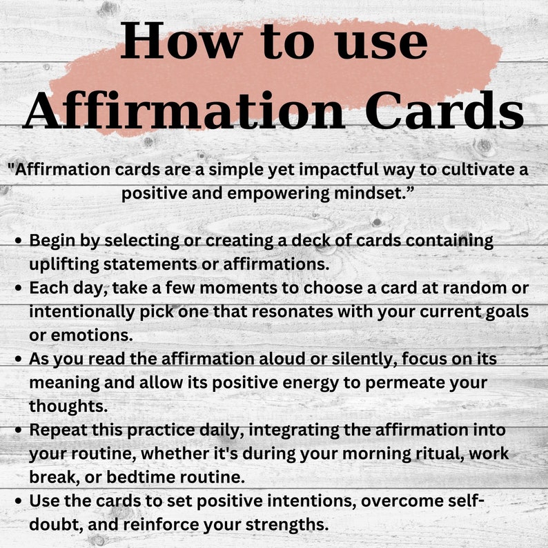 Set of 24 Positive Affirmation Cards - Digital Download for Instant ...