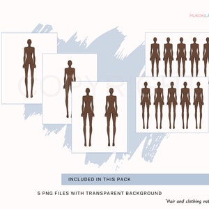 Fashion Female Figure Croquis Template | Dark Skin Tone - Etsy