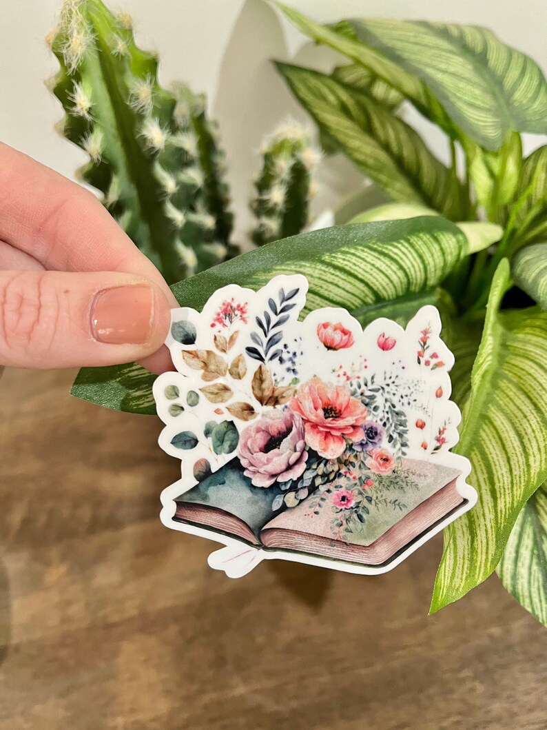 Watercolor Floral Book Sticker Waterproof, Laptop Sticker, Water Bottle ...