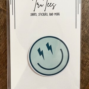 Lightning Smiley Face Sticker | Waterproof Sticker, Vinyl, Water Bottle ...