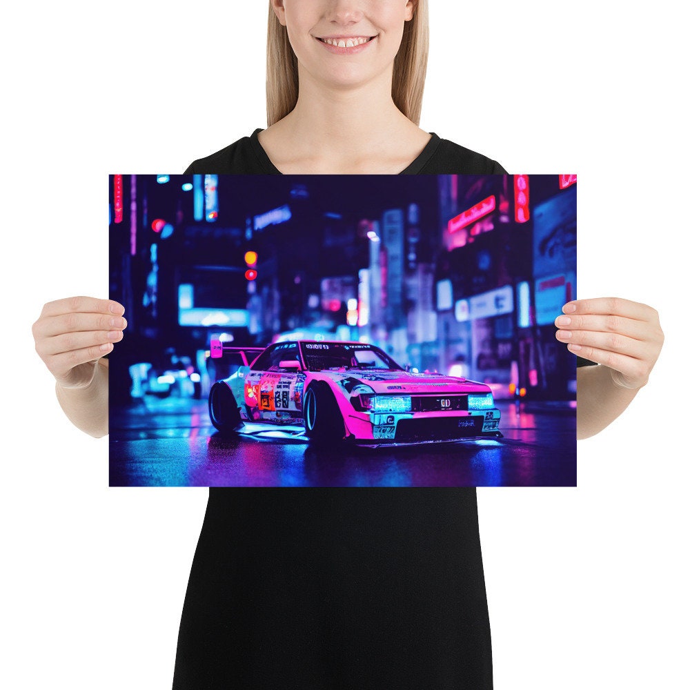 Japanese Neon Car Wall Poster - Etsy