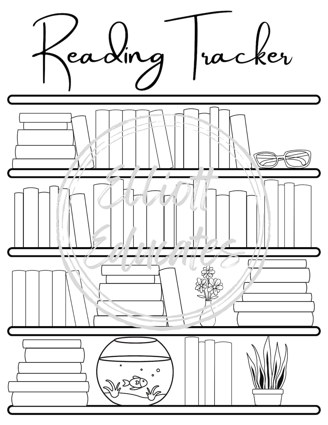 Reading Tracker, Book Tracker, Bookshelf Printable, Reading Printable ...