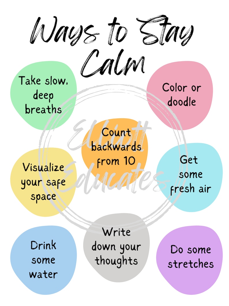 Ways to Stay Calm, Calming Techniques, School Poster, Classroom Poster ...