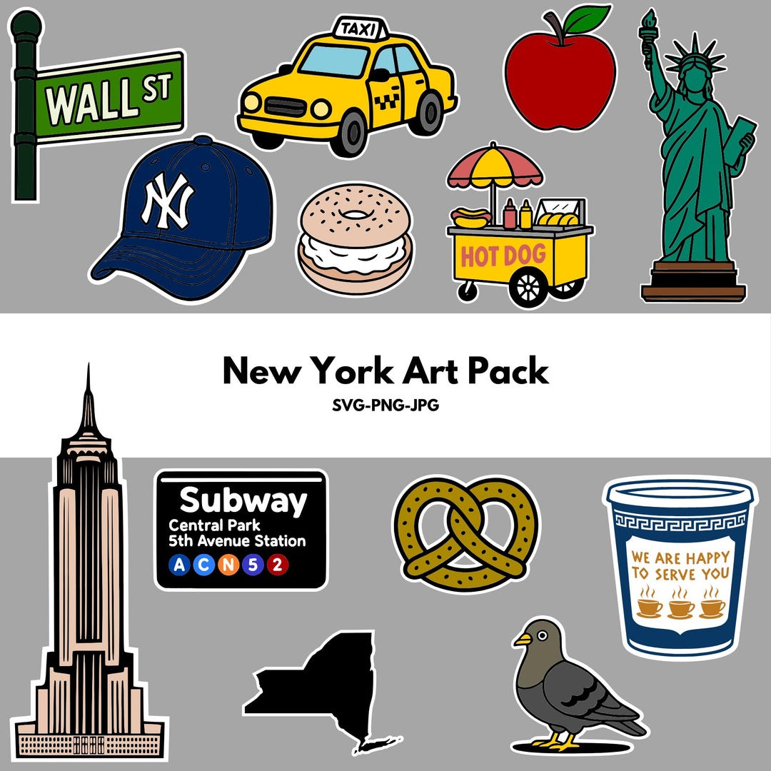 New York SVG Bundle | NYC Clipart Pack | Cricut & Silhouette Digital ...