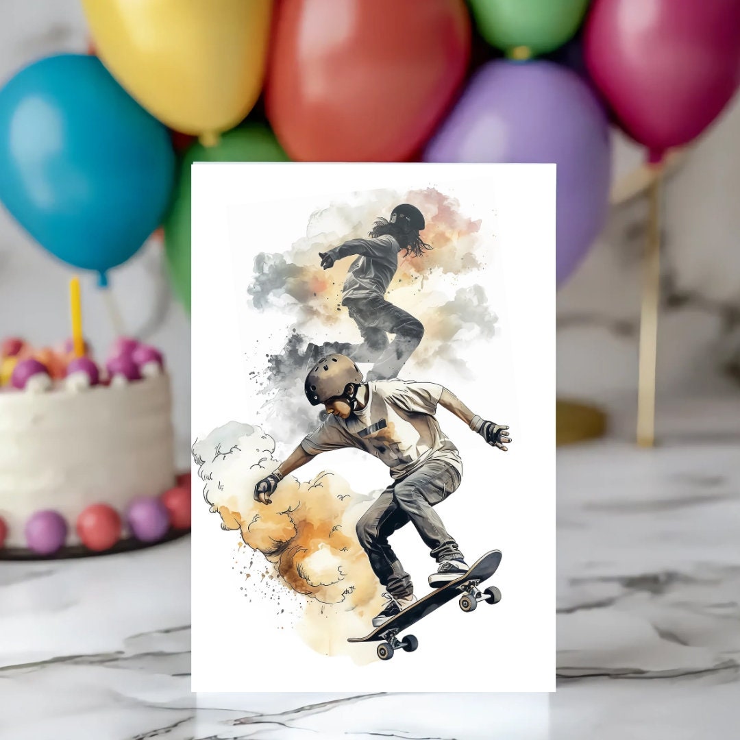 Skateboard Card, Birthday Card, Skateboards, Sports Card, Friendship ...