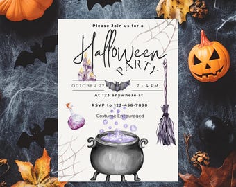 Editable Halloween Party Invitation, Monsters Costume Party Invite ...