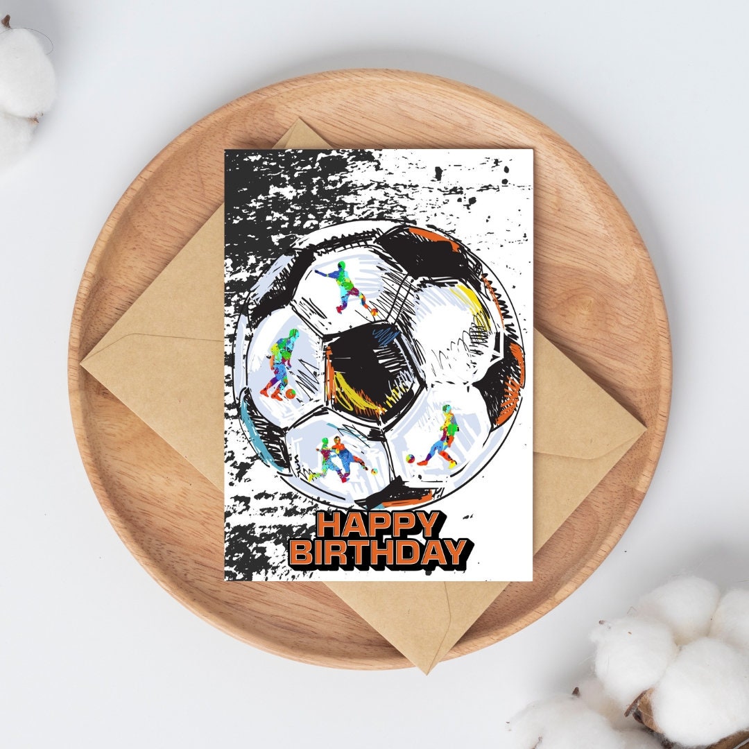 Soccer Birthday Card, Birthday Card, Sports Birthday Card, Sports Theme ...