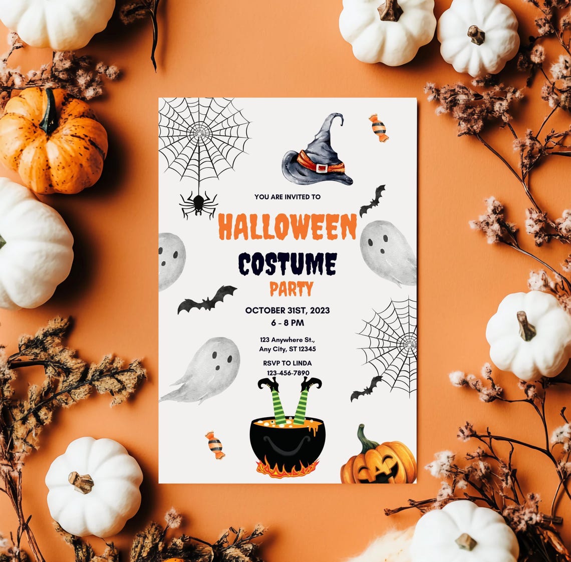 Editable Halloween Party Invitation, Monsters Costume Party Invite ...