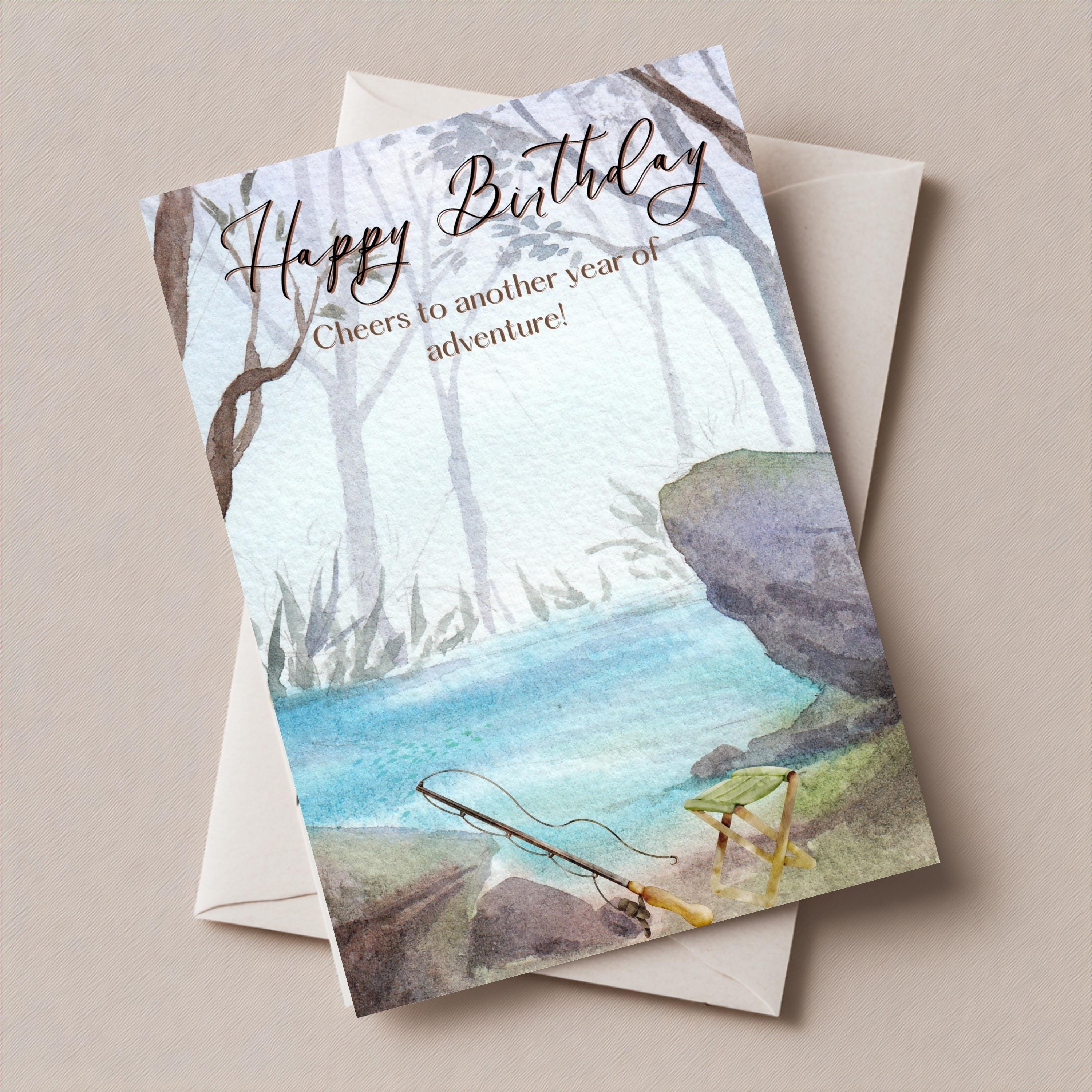 Fishing Birthday Card, Printable Fly Fishing Card for Him, Birthday ...