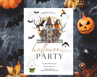 Editable Halloween Party Invitation, Monsters Costume Party Invite ...