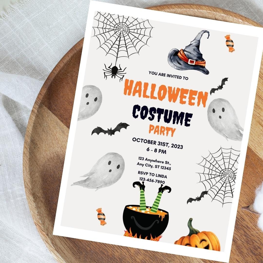 Editable Halloween Party Invitation, Monsters Costume Party Invite ...