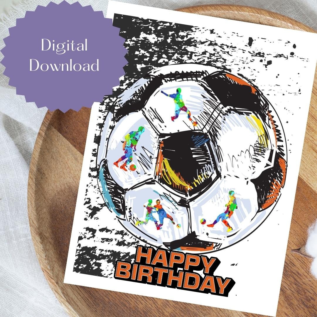 Soccer Birthday Card, Birthday Card, Sports Birthday Card, Sports Theme ...