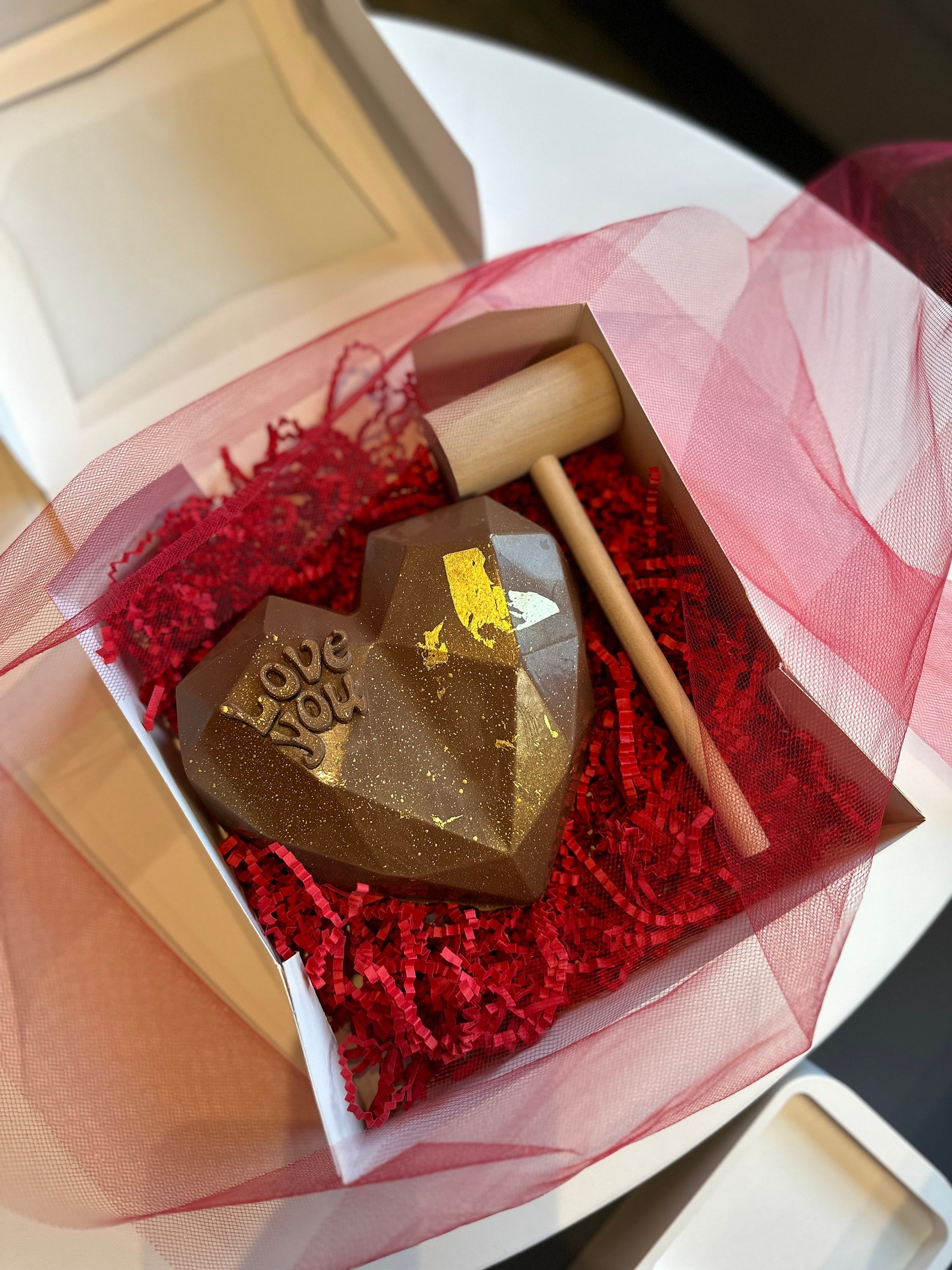 Breakable Chocolate Heart With Edible Gold Leaves |valentines Gift ...