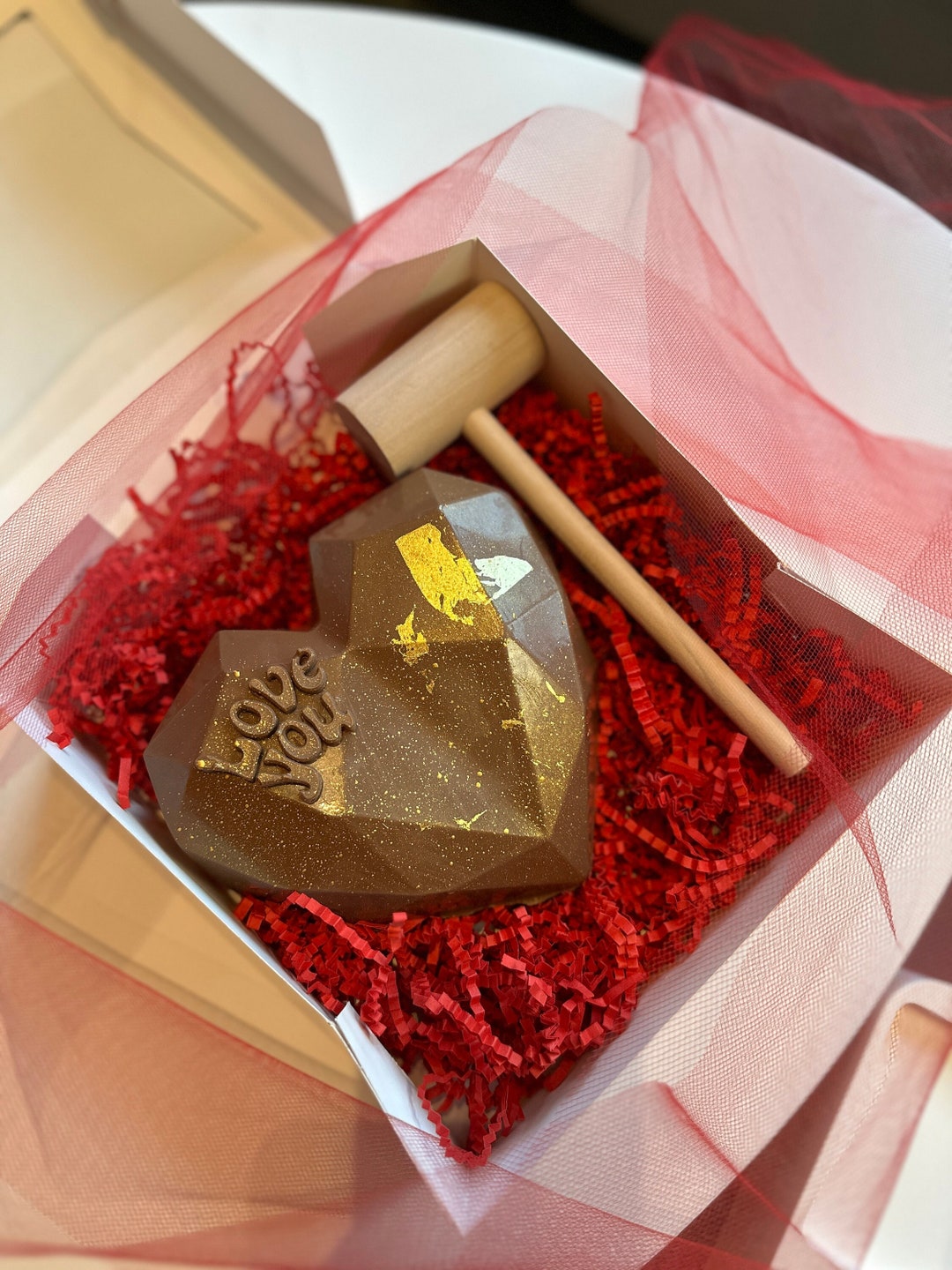 Breakable Chocolate Heart With Edible Gold Leaves |valentines Gift ...