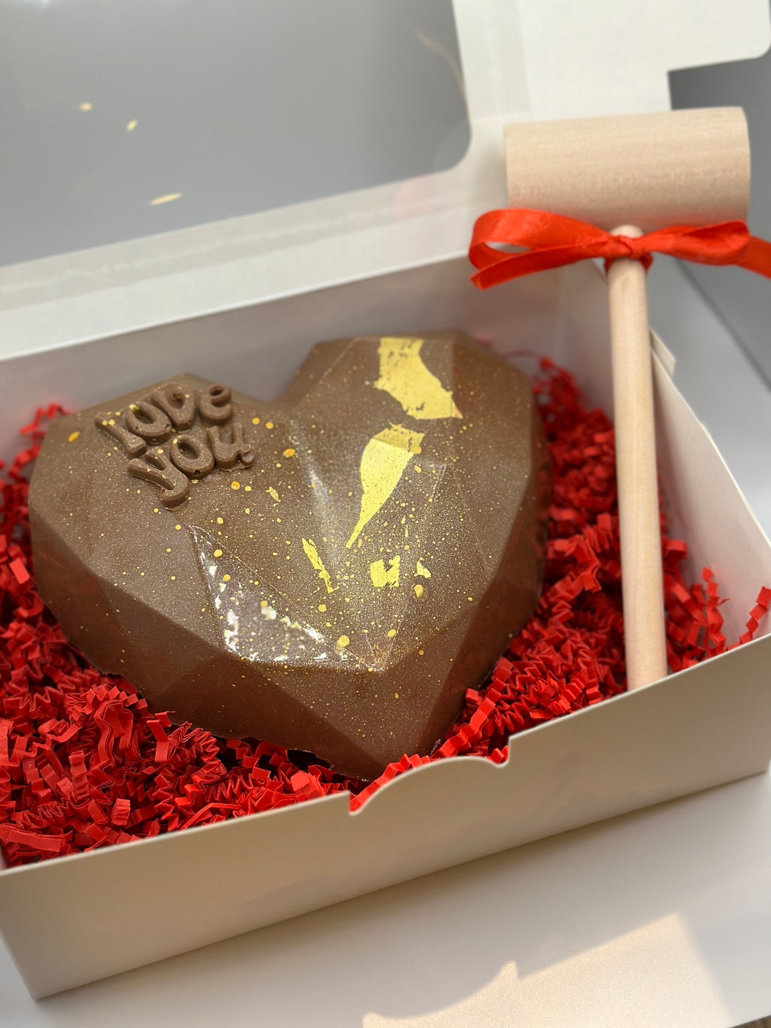 Breakable Chocolate Heart With Edible Gold Leaves valentines - Etsy
